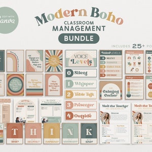 Editable Classroom Management Printable Bundle Modern Boho - Etsy