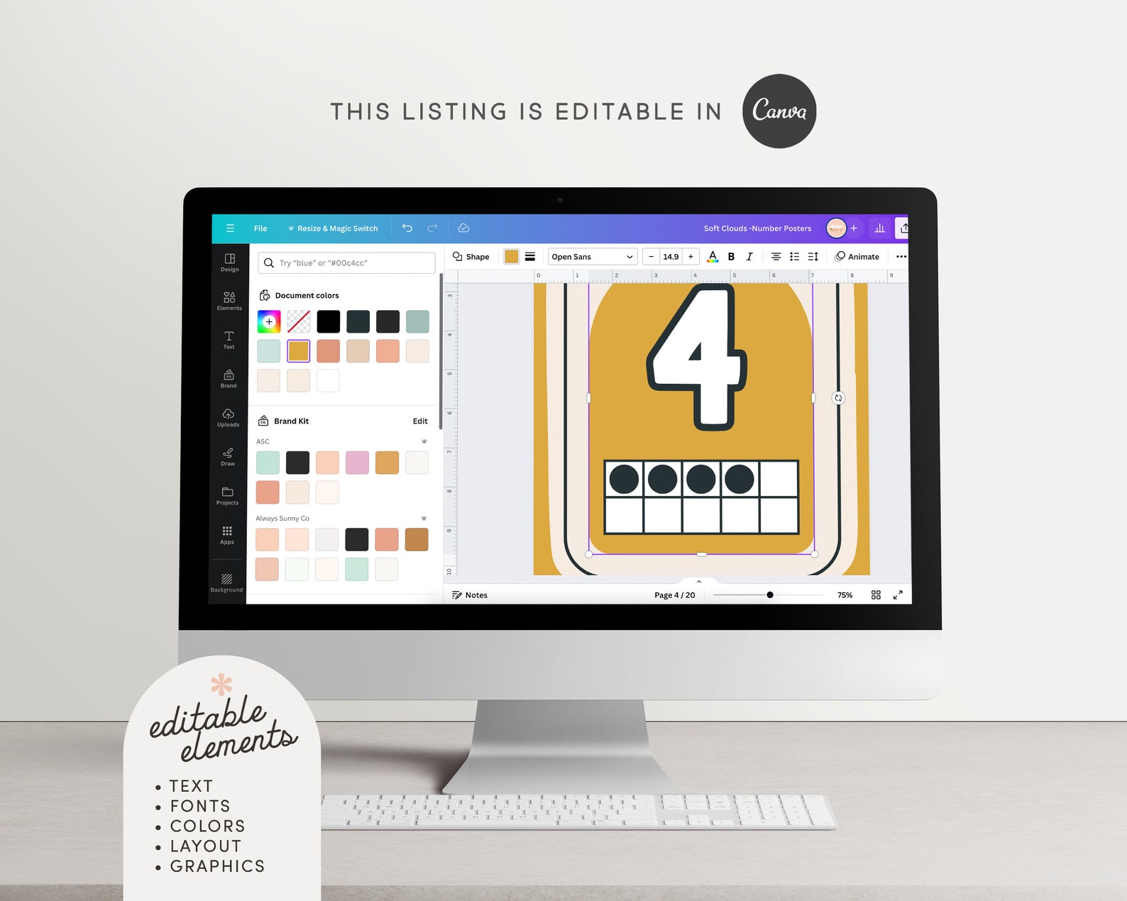 Number Ten Frames Classroom Editable Posters, Pastel Rainbow Counting ...