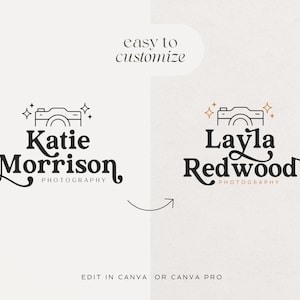 Editable Logo Design, DIY Canva Modern Boho Logo, Elegant Logo, Camera ...