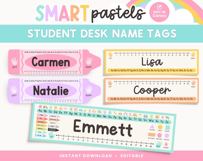 Name Tags for Student Desk - Editable Name Plates for Primary - Student ...