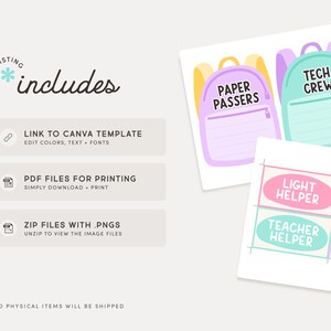 Classroom Job Display, Editable Retro Canva Templates, Bright Pastel ...
