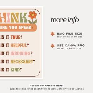 Editable Think Classroom Printable Posters, Think Before You Speak ...