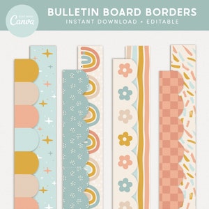 Classroom Bulletin Board Borders, Editable Canva Templates, Pastel ...