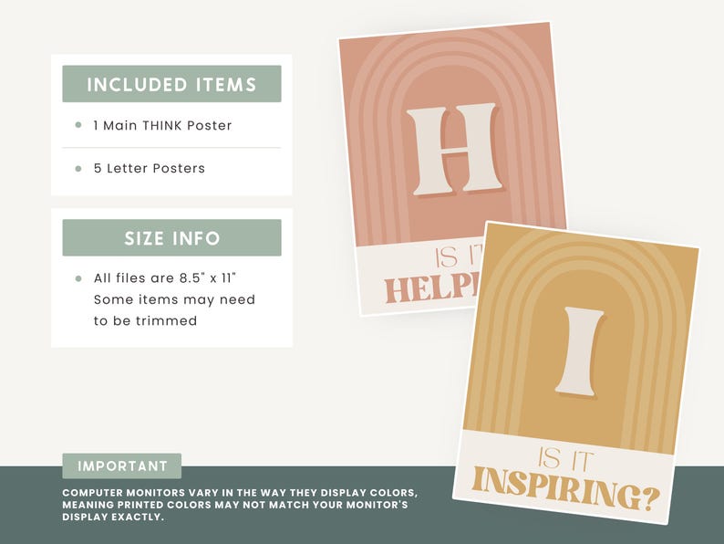 Think Before You Speak Editable Classroom Posters, Printable Canva Boho ...