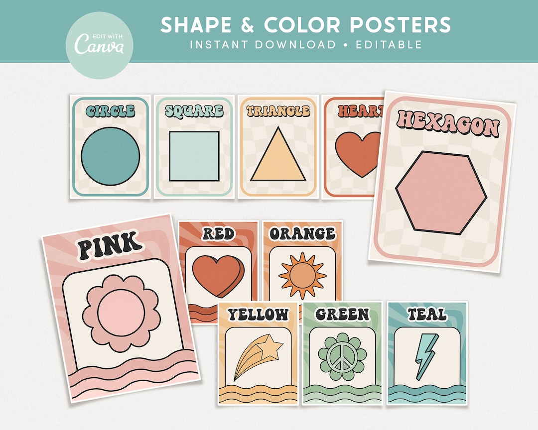 Classroom Shapes and Colors Printable Display, Editable in Canva ...