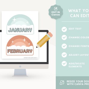 Classroom Birthday Printable Display, Editable in Canva, Cute Pastel ...