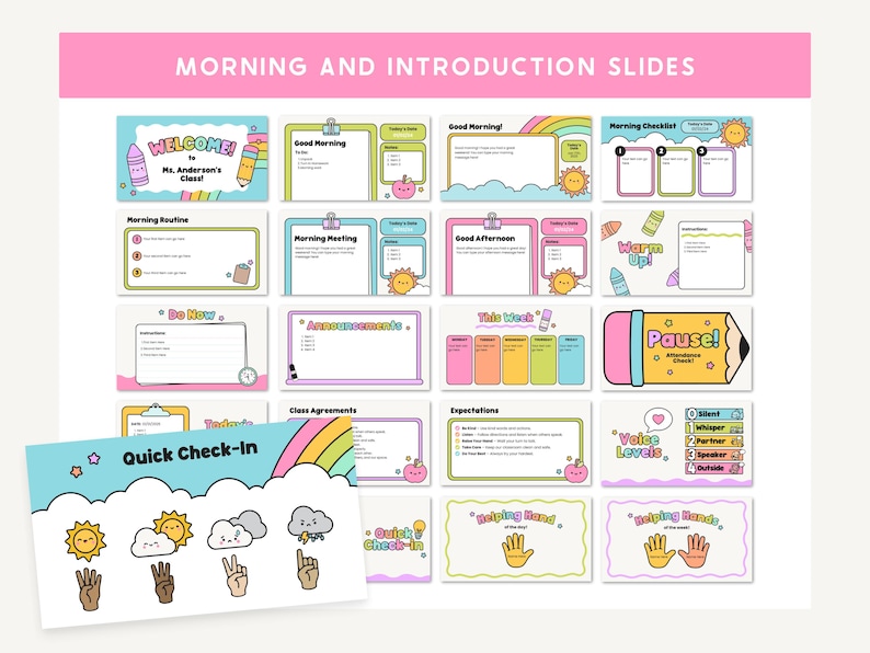 Kinder Brights Classroom Slides | Editable Daily Templates for Canva ...