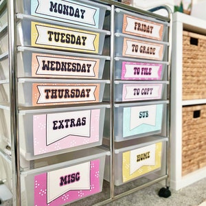 Classroom Rolling Trolley Cart Labels, Editable Teacher Drawer Filing ...