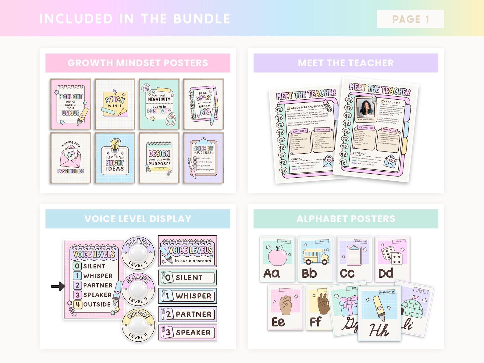 Editable Classroom Decor Dreamy Notes Printable Bundle | Pastel Canva ...