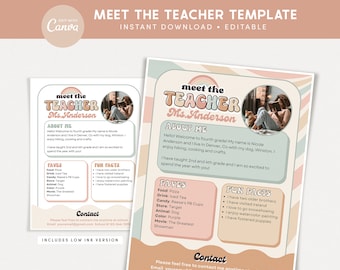 Meet the Teacher Classroom Printable Template, Teacher Introduction ...