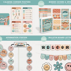 Editable Classroom Groovy Retro Complete Collection Printable Bundle ...
