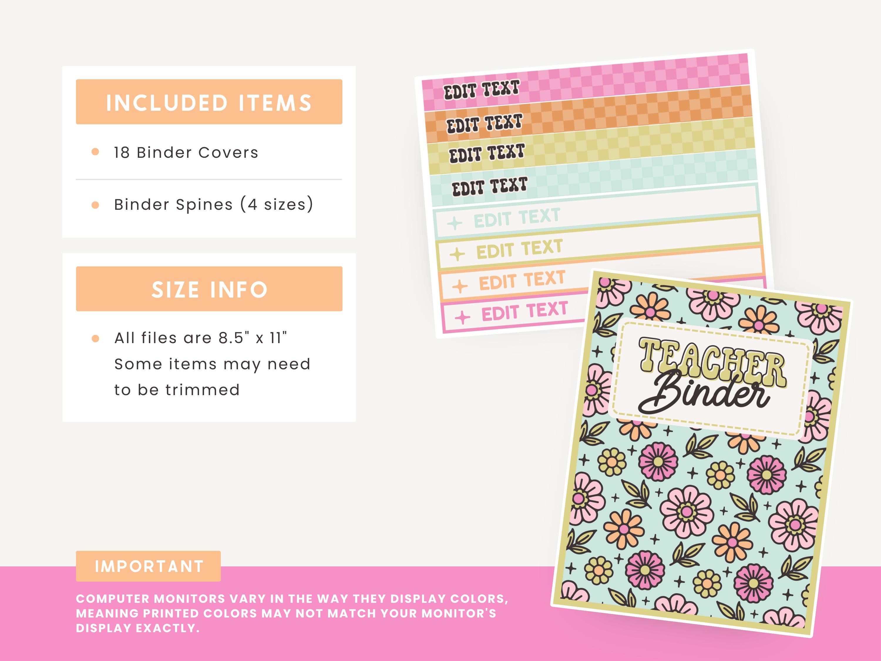 Classroom Binder Covers and Spines, Editable Bright Desert Teacher ...