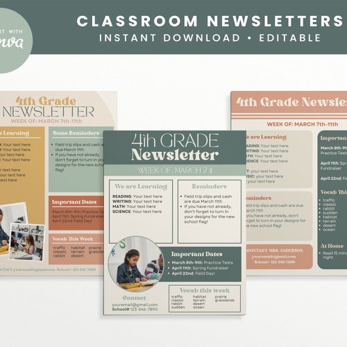 Classroom Newsletter Editable Templates Back to School Boho - Etsy