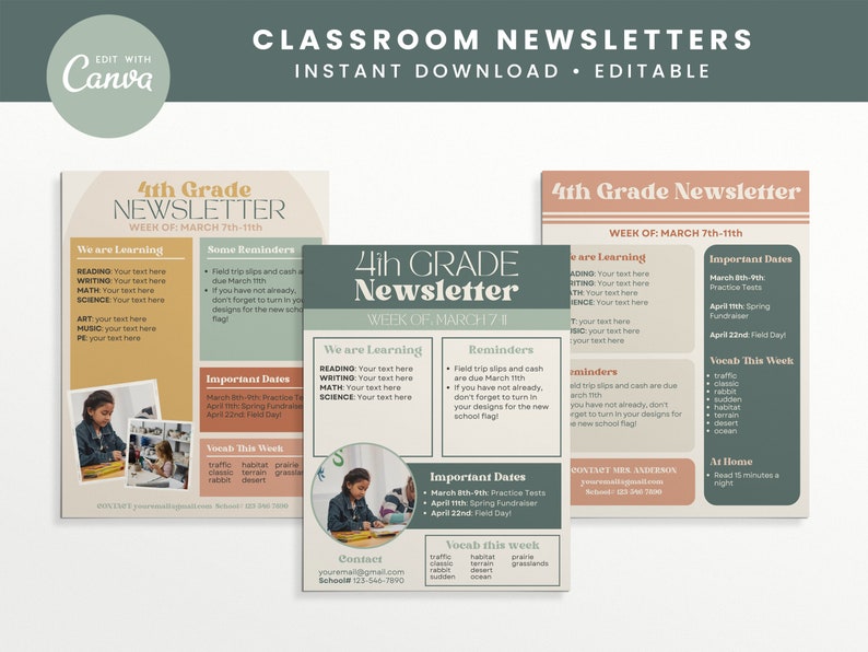 Classroom Newsletter Editable Templates Back to School - Etsy