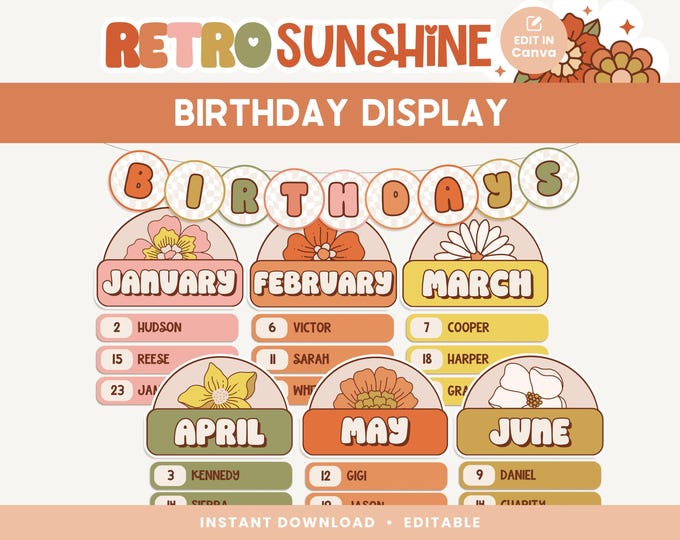 Boho Rainbow Birthday Classroom Display | Classroom Monthly Birthday ...