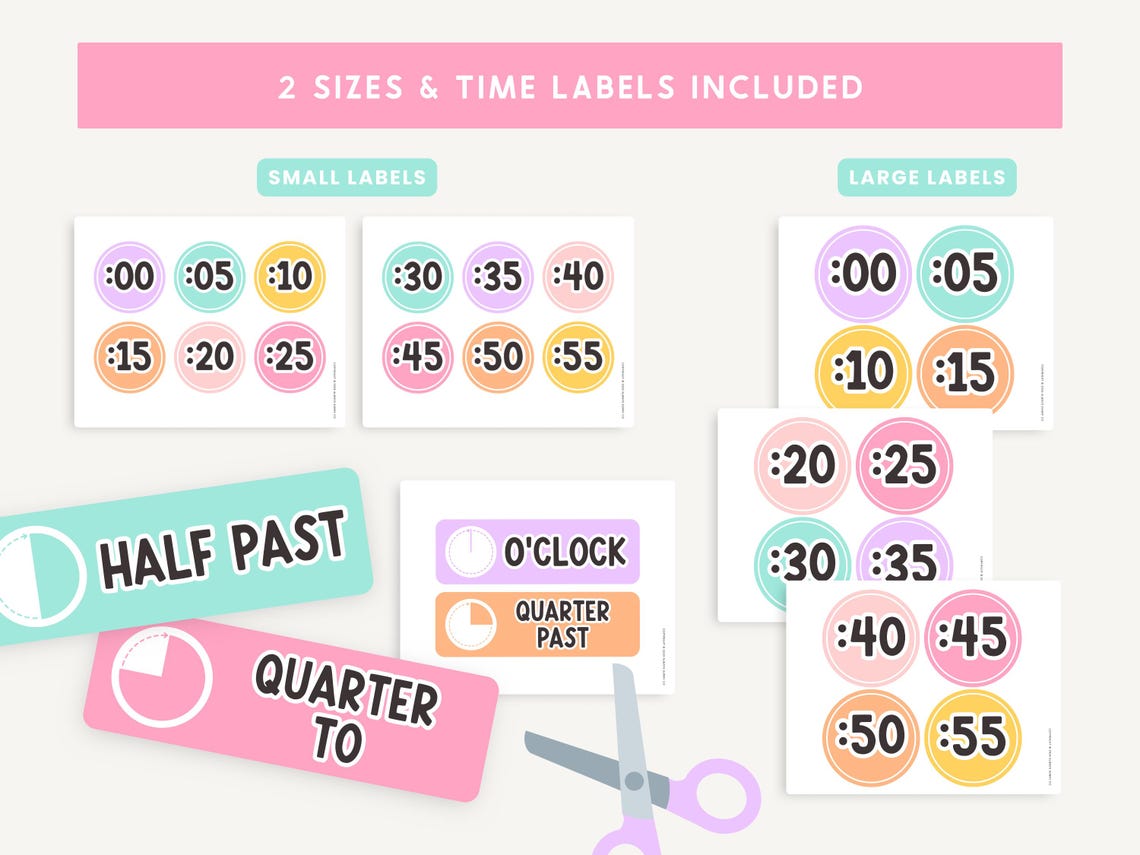 Classroom Clock Display Labels Printable Display, Editable in Canva ...