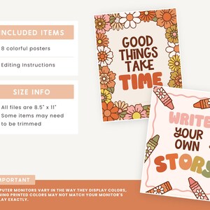 Growth Mindset Editable Classroom Printable Posters, Retro Sunshine ...