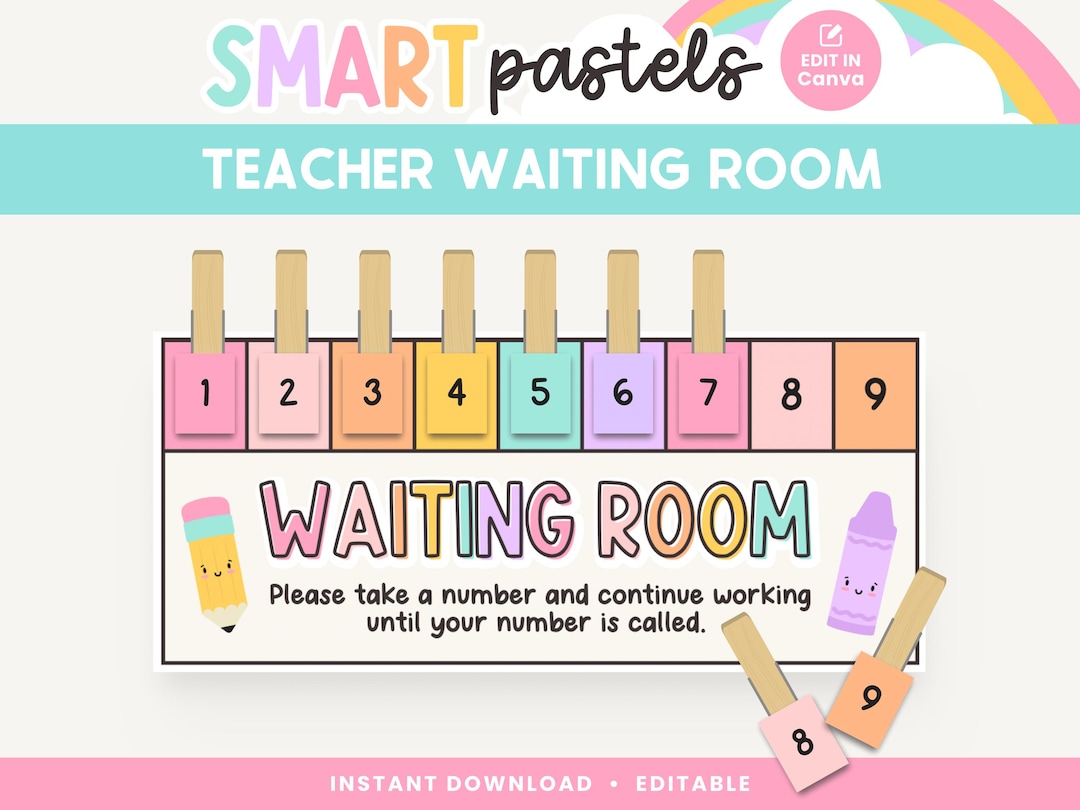 Teacher Waiting Room Printable Display, Editable in Canva, Bright ...