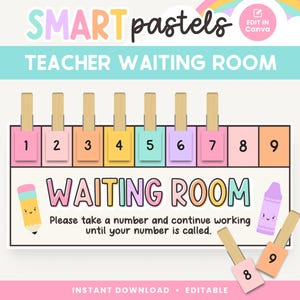 Teacher Waiting Room Printable Display, Editable in Canva, Bright ...