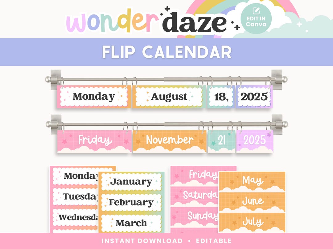 Classroom Flip Calendar Display, Bright Pastel Classroom Decor ...