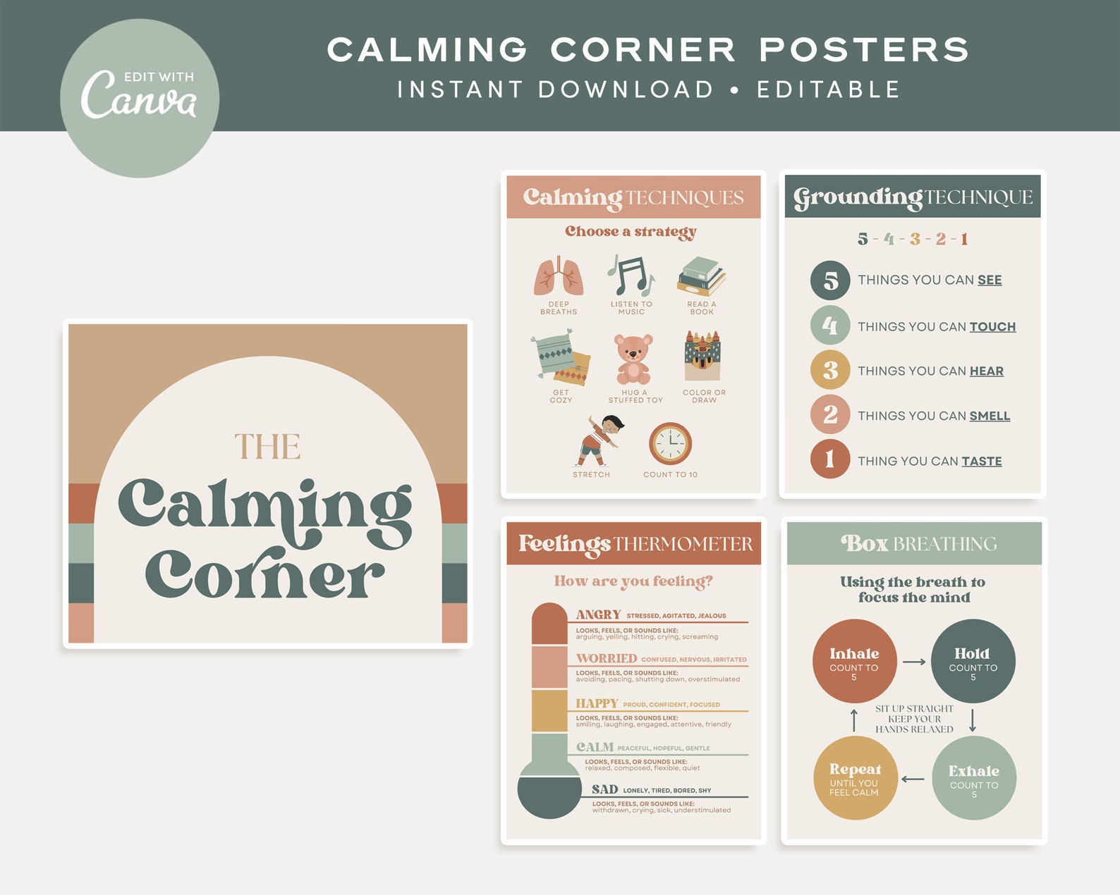 Editable Classroom Management Printable Bundle, Modern Boho Canva ...