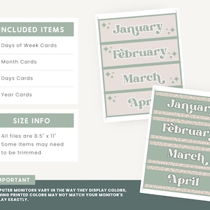 Classroom Flip Calendar Display, Modern Boho Classroom Decor, Editable ...