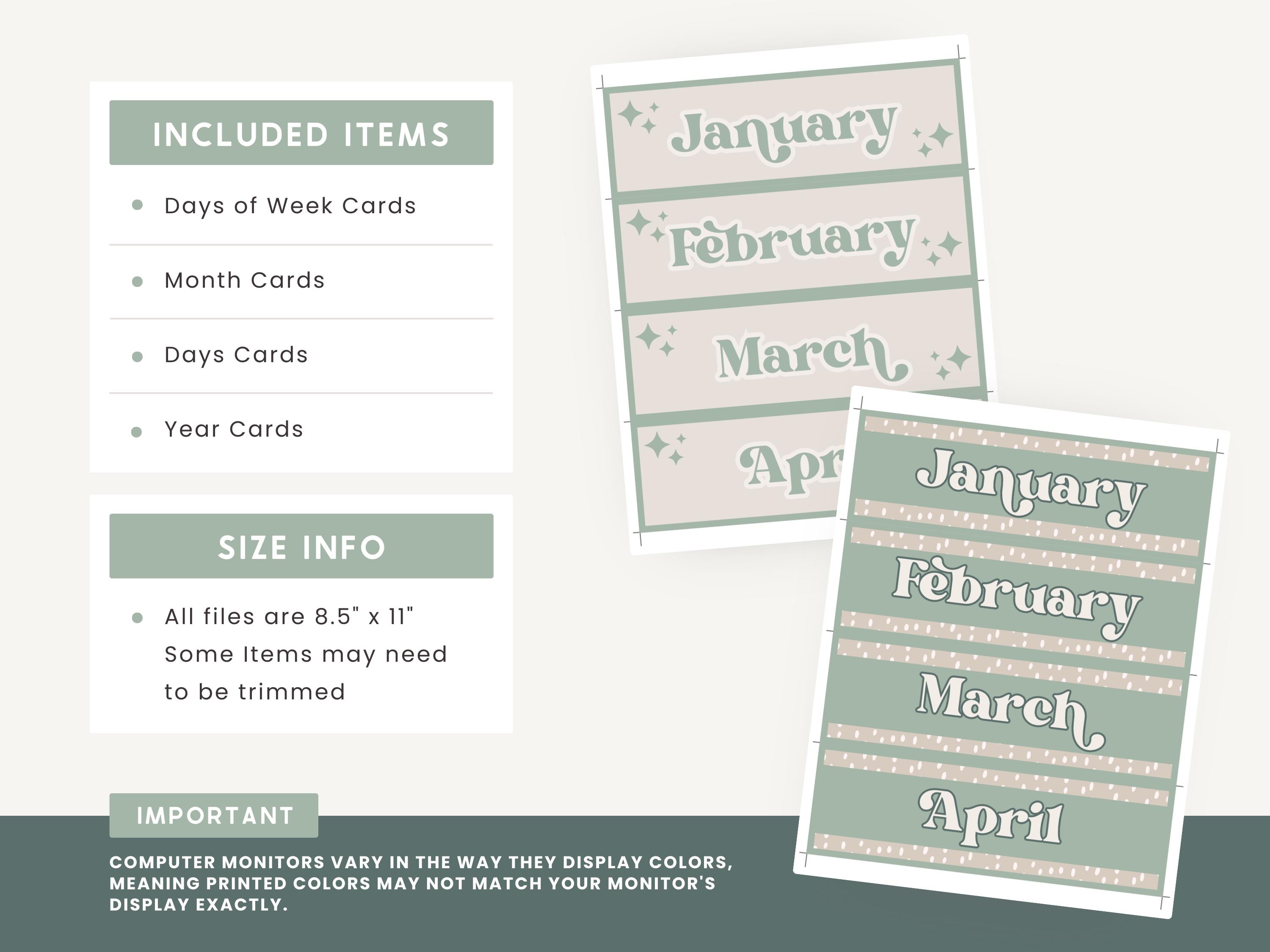 Classroom Flip Calendar Display, Modern Boho Classroom Decor, Editable ...