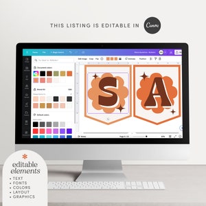 Classroom Bulletin Board Letters, Editable in Canva, Groovy Retro ...