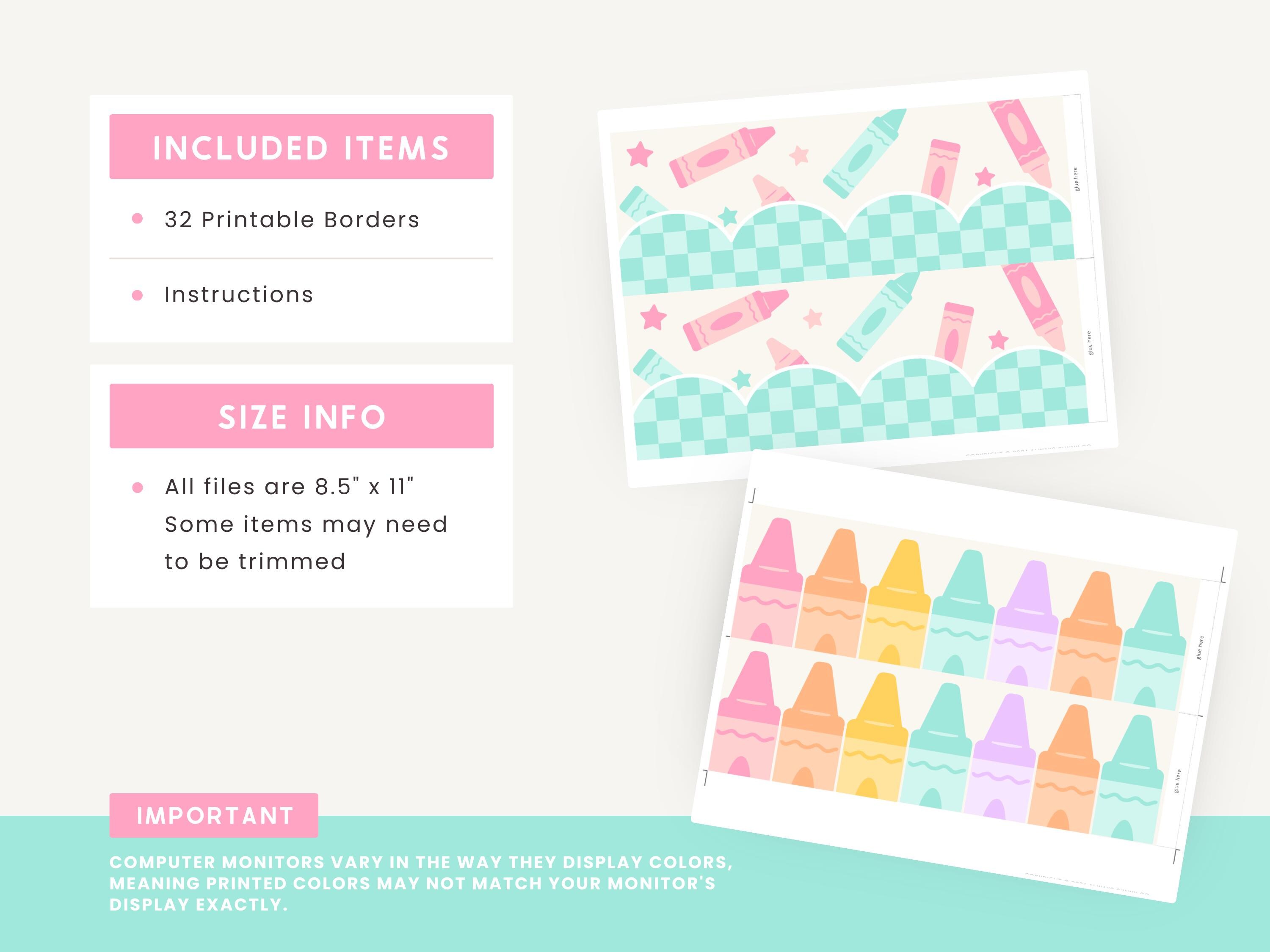 Classroom Bulletin Board Borders, Editable Canva Templates, Bright ...