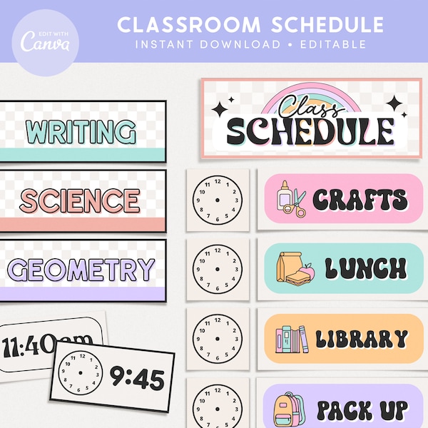 School Timetable Printable - Etsy