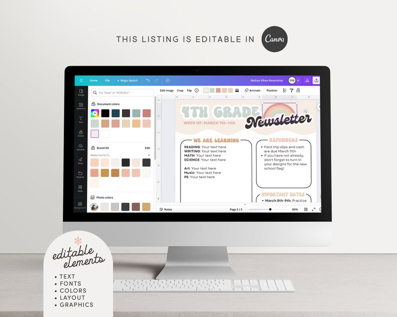 Classroom Newsletter Editable Templates, Back to School, Boho Classroom ...