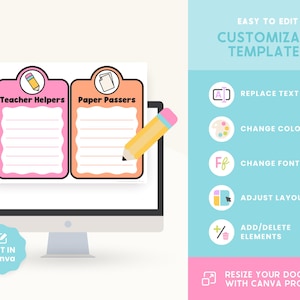 Editable Classroom Jobs Display | Kinder Brights Theme | Student Job ...