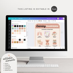 Calming Corner Editable Classroom Printables, Calm Down Skills, Cute ...