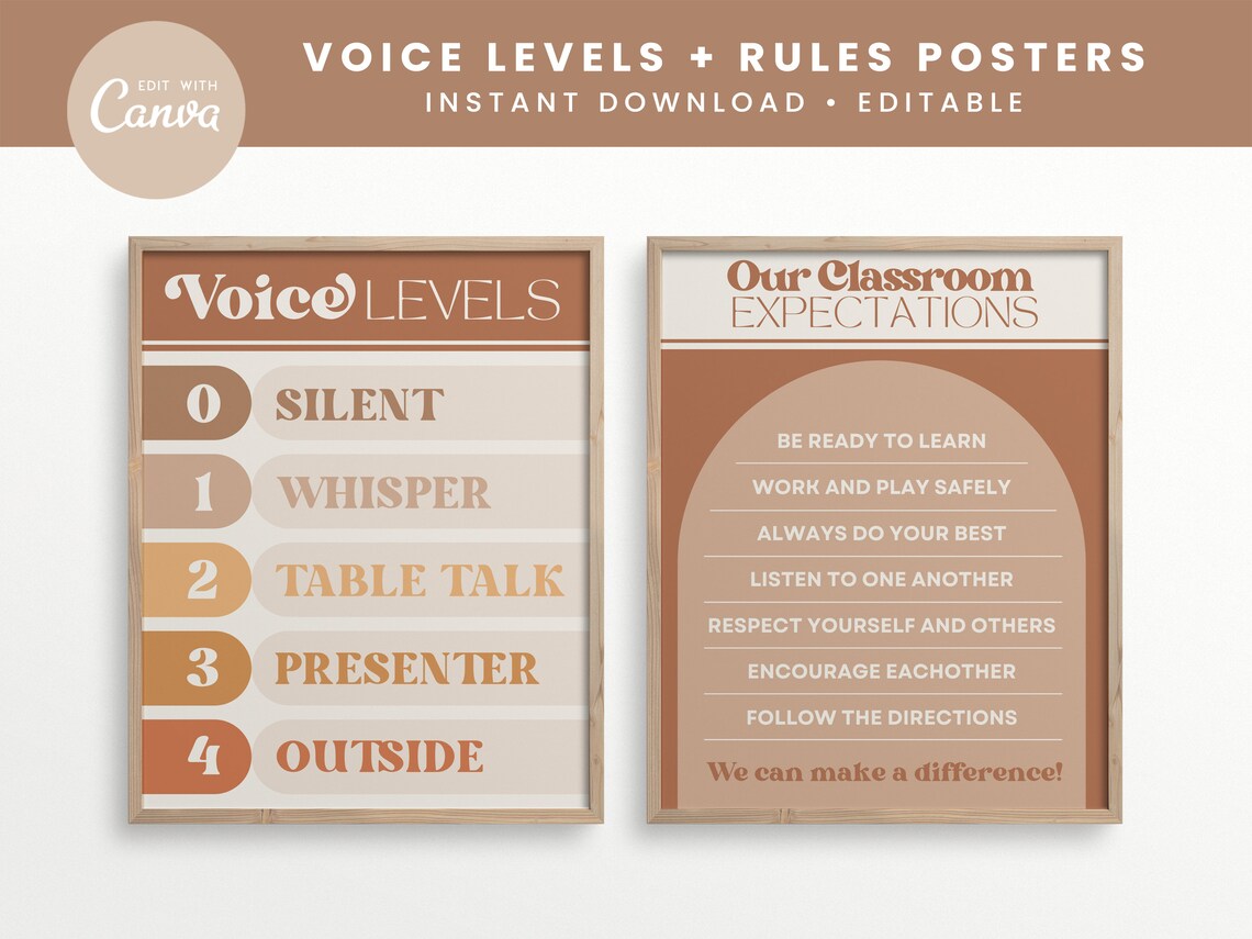 Voice Level Chart Classroom Printable Poster Editable in - Etsy
