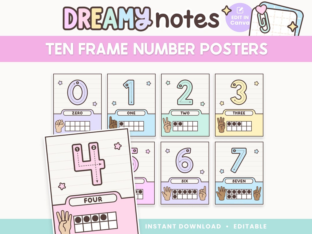 Pastel Ten Frame Number Posters | Editable Number Posters 0-20 ...