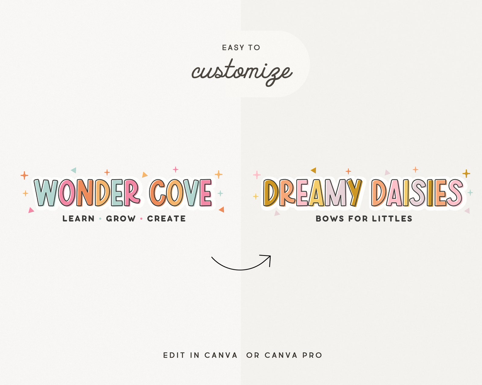 Editable Canva Logo Design, DIY Children's Boutique Branding, Cheerful ...