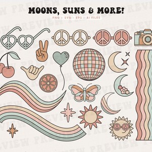 Groovy Retro Clip Art SVGS, Pngs, EPS, AI Files, Mellow Vibes Flower ...