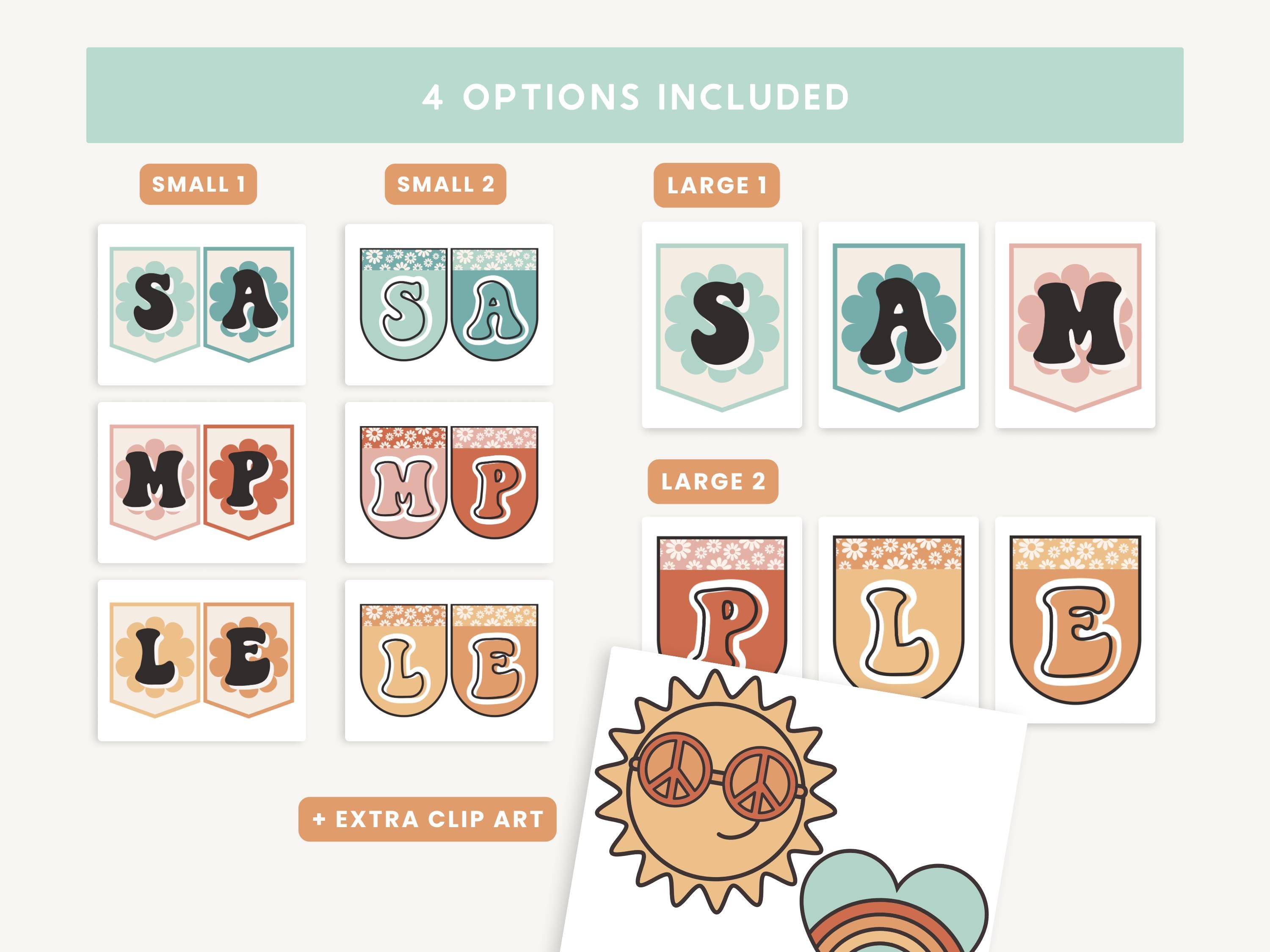 Classroom Bulletin Board Letters, Editable in Canva, Groovy Retro ...