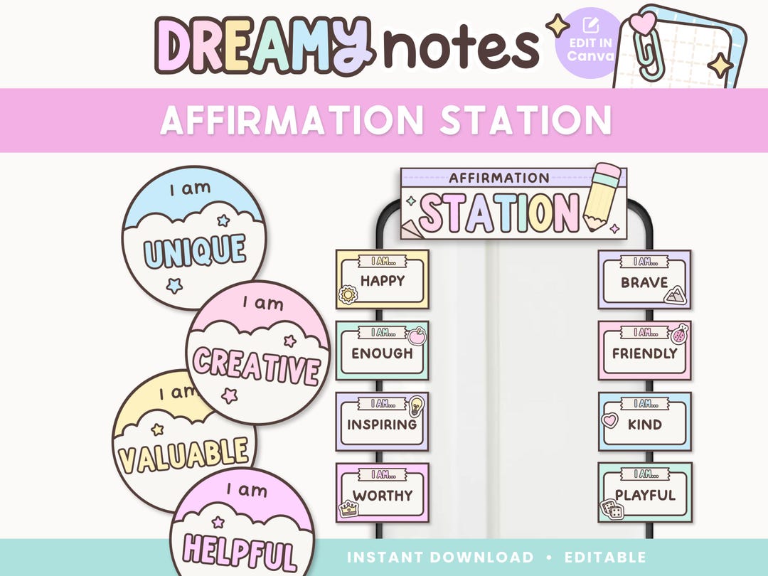 Classroom Affirmation Station Display, Soft Pastel Classroom Decor ...
