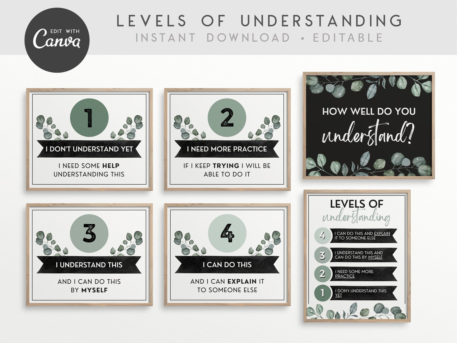 Levels of Understanding Editable Classroom Printable Poster - Etsy