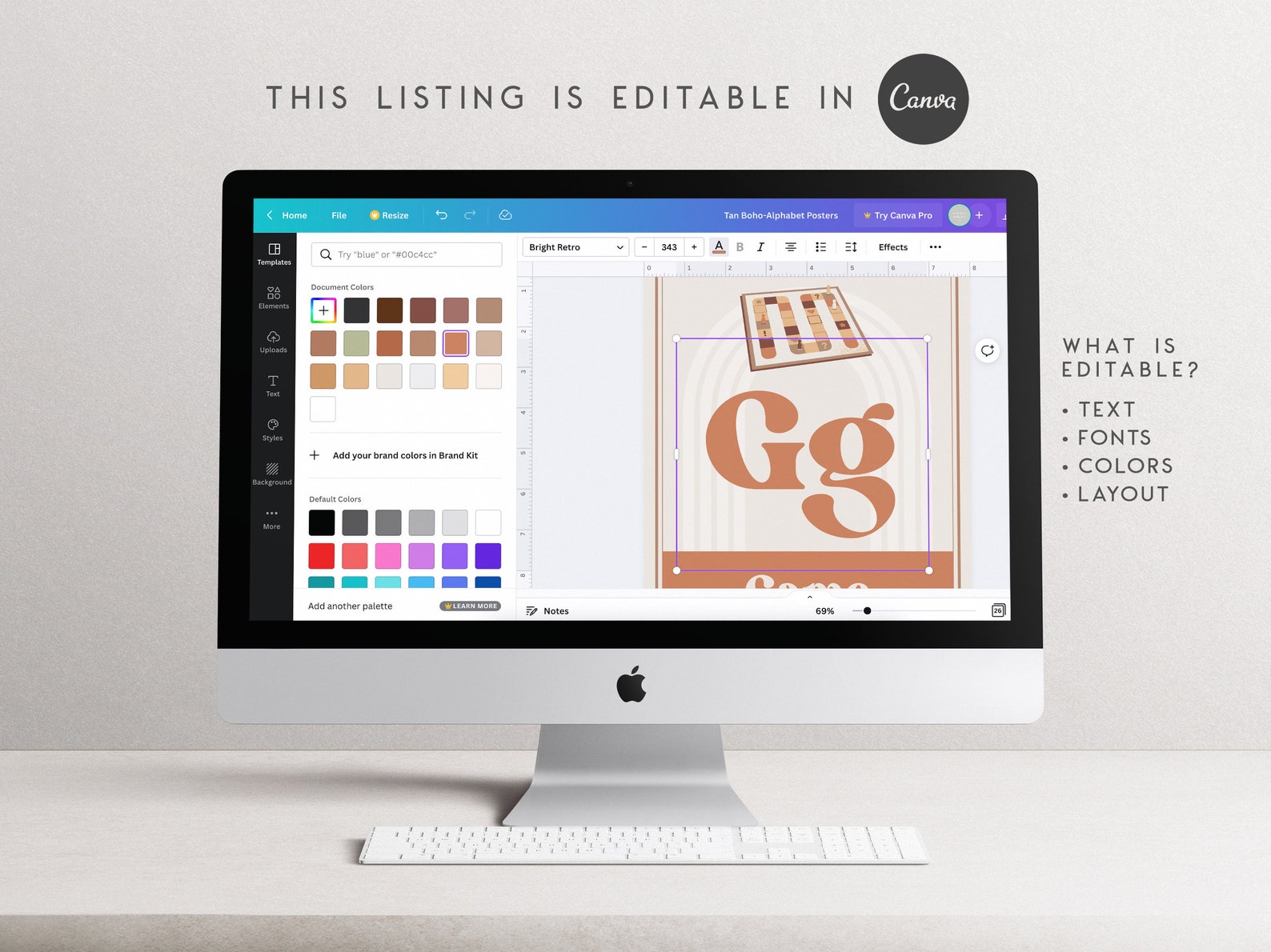 Alphabet Classroom Editable Posters Letter Printables Boho - Etsy