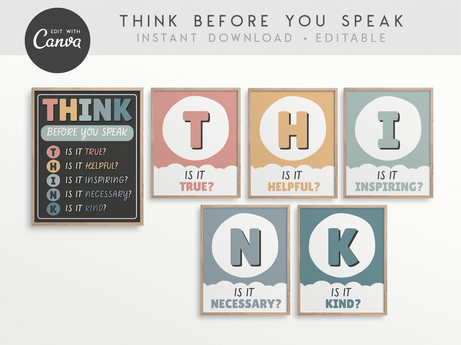 Editable Think Classroom Printable Posters Think Before You - Etsy