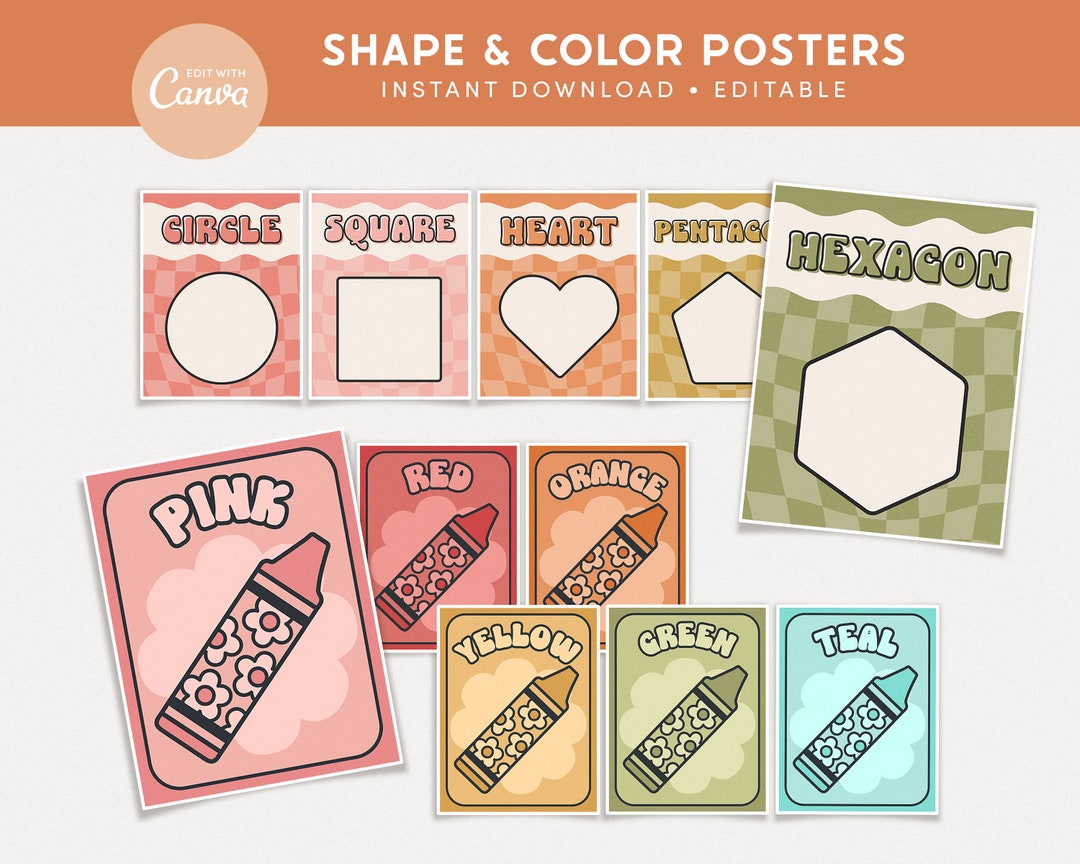 Classroom Shapes and Colors Printable Display, Editable in Canva ...