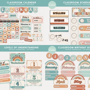 Editable Classroom Groovy Retro Complete Collection Printable Bundle ...