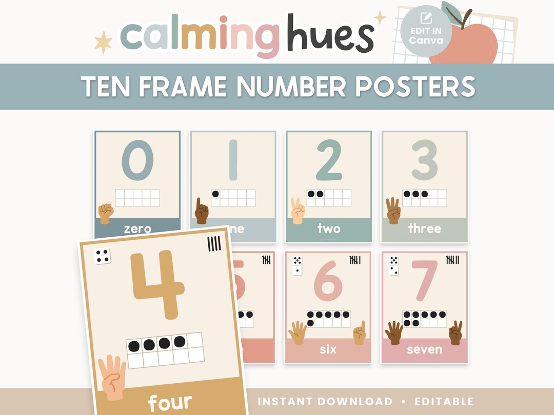 Editable Ten Frame Number Posters | Pastel Number Posters 0-20 ...