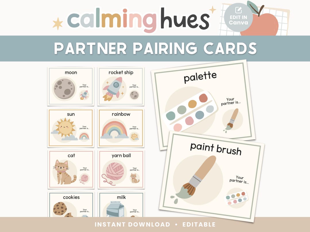 Editable Student Partner Cards, Small Group Pairing Cards | Classroom ...