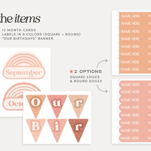 Classroom Birthday Printable Display, Editable in Canva, Boho Modern ...