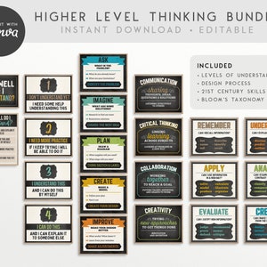 Editable Higher Level Thinking Classroom Printable Bundle (bloom's ...
