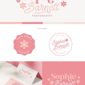 Editable Canva DIY Modern Boho Logo: Elegant Pink Flower Groovy Design ...