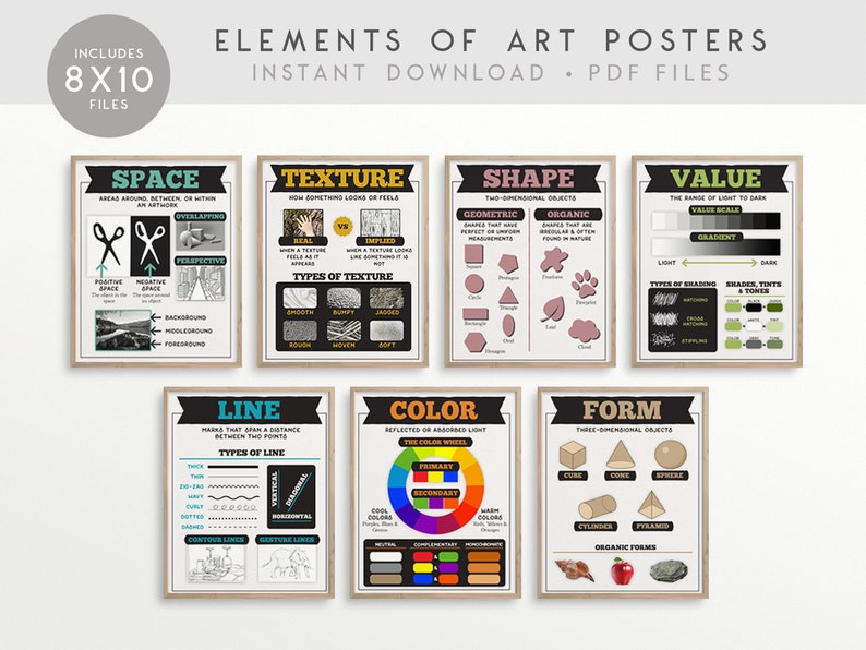 Elements of Art Classroom Printable Posters, Art Classroom (line, Shape ...